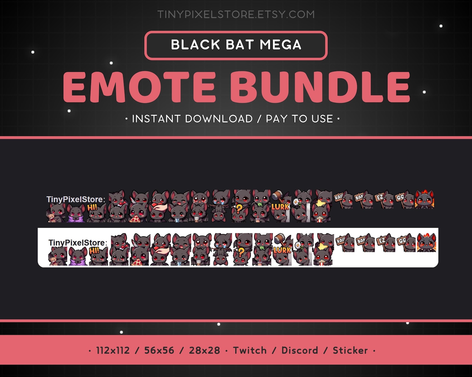 Bat Twitch Emote Bundle 25x - Discord Emote Pack, Cute Funny Animal ...