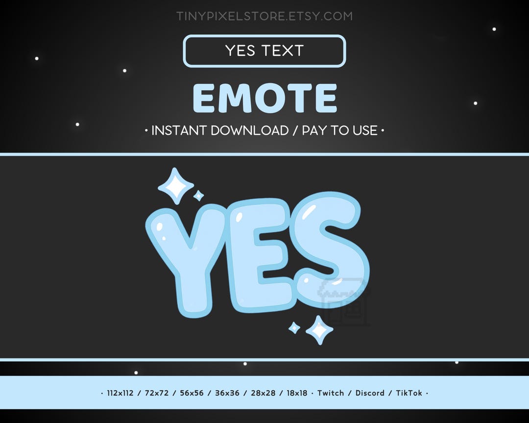 YES Twitch Emote Reaction Text - Blue Pastel Text Discord Emote ...