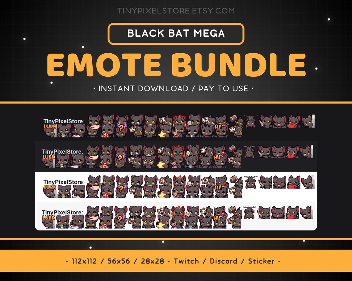 Bat Twitch Emote Bundle 25x - Discord Emote Pack, Streaming, Gaming ...