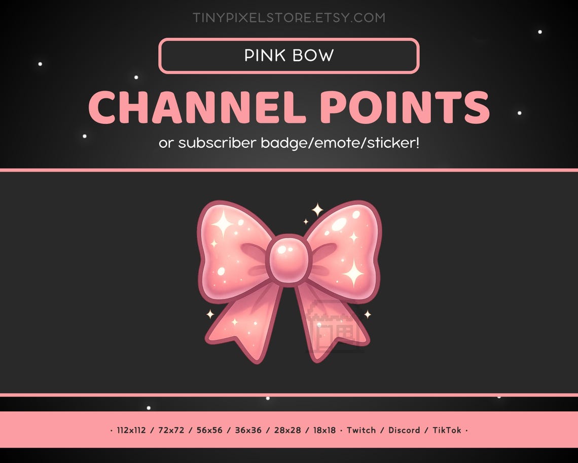 Pink Bow Twitch Emote - Channel Point Icon, Sub Badge - Etsy