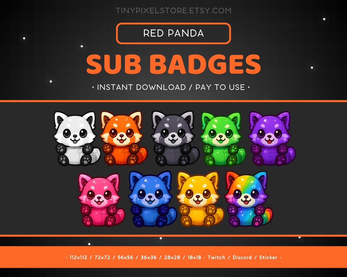 Red Panda Twitch Sub Badge, Emote - Bit Badges, Discord Emote, Channel ...