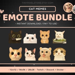 Cat Memes Emote Pack 8x - Cute Cat, Pleading, Tongue, Teddy Hat ...