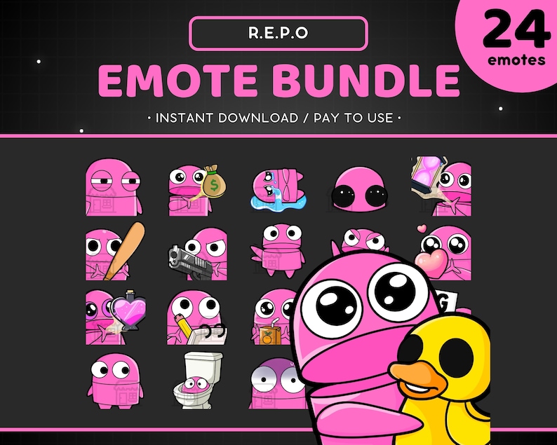 REPO Twitch Emote Bundle 24x - Pink R.E.P.O Discord Emote, Funny ...