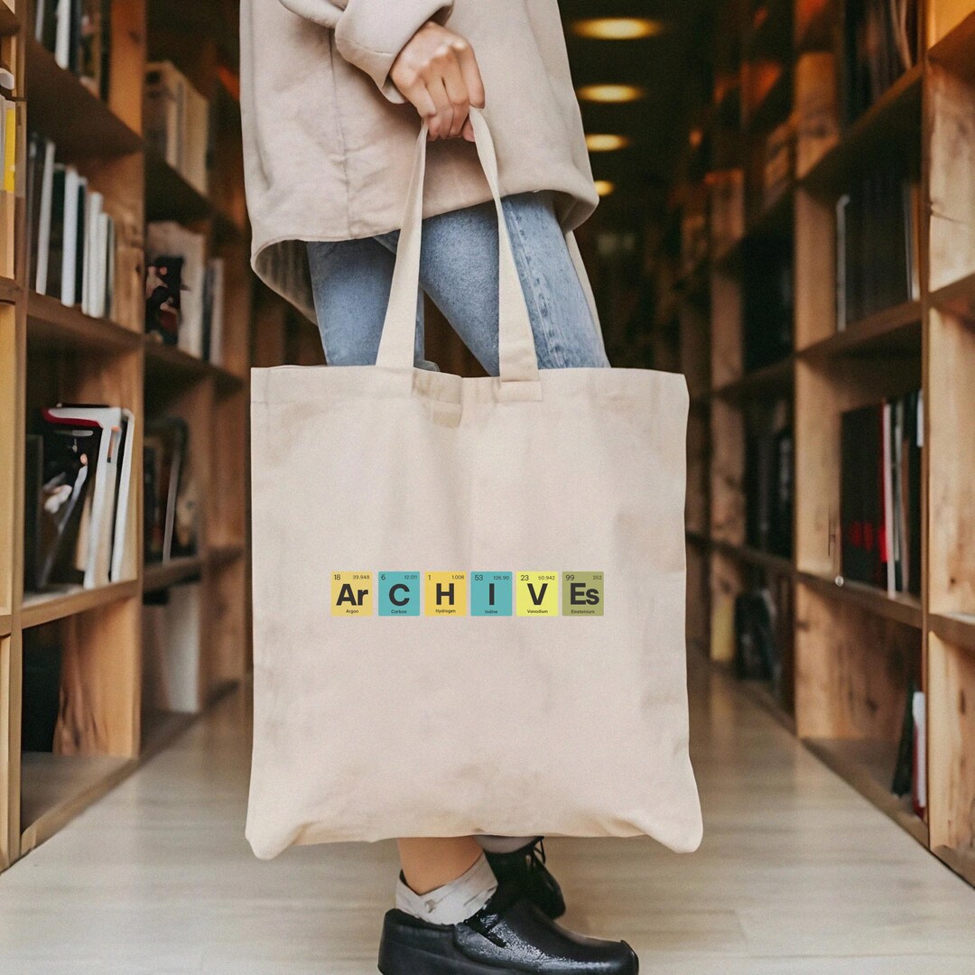 Archives Periodic Table of Elements Cotton Canvas Tote Bag, Bookish ...