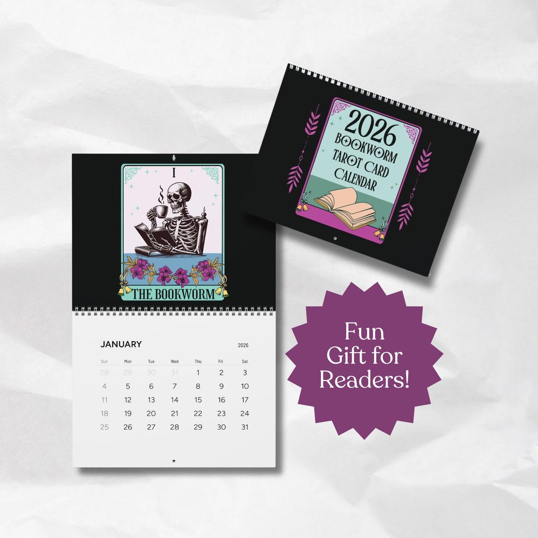 Bookworm Tarot Card Wall Calendar, Literary Gothic Skeleton Theme, 11x8 ...