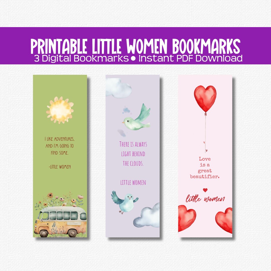 Printable Little Women Bookmarks, Literary Quotes, 3 Designs (PDF) - Etsy