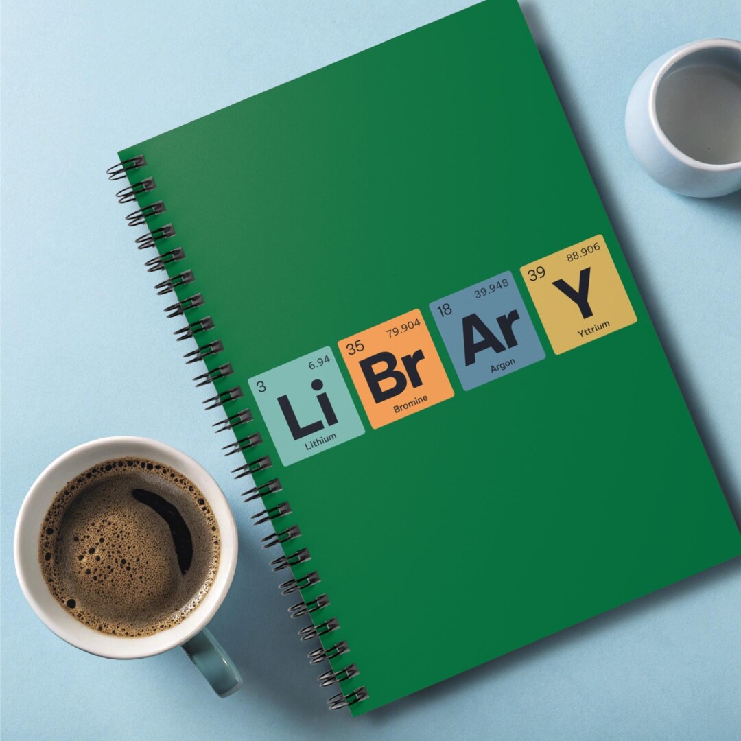Library Periodic Table of Elements Notebook, Nerdy Stationery for ...