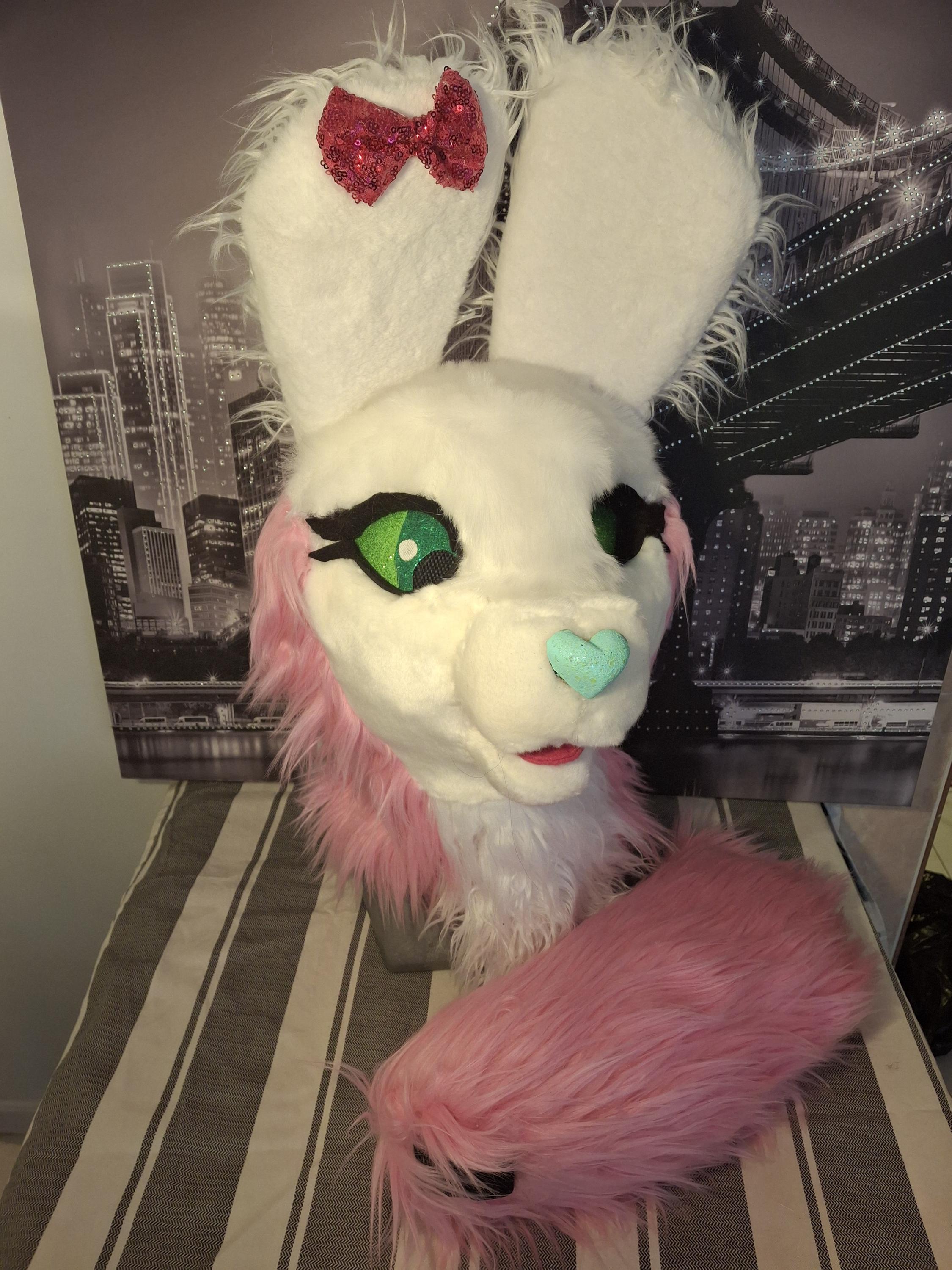 Crazy Pink Bunny Fursuit Head, Cosplay, Animal Theme, Furry, Fursuit ...