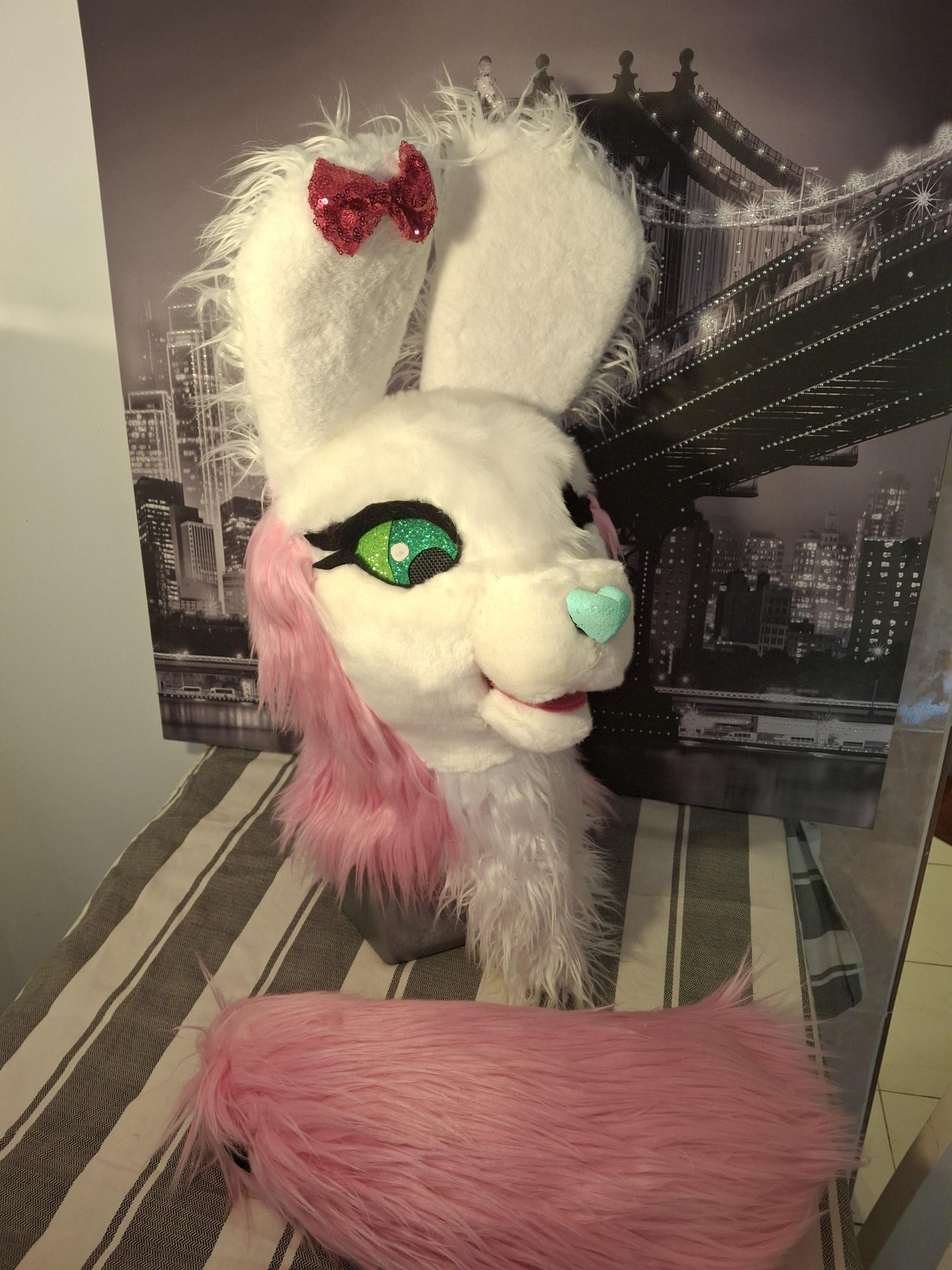 Crazy Pink Bunny Fursuit Head, Cosplay, Animal Theme, Furry, Fursuit ...