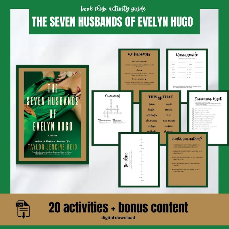 The Seven Husbands of Evelyn Hugo Book Club Guide Discussion Questions ...