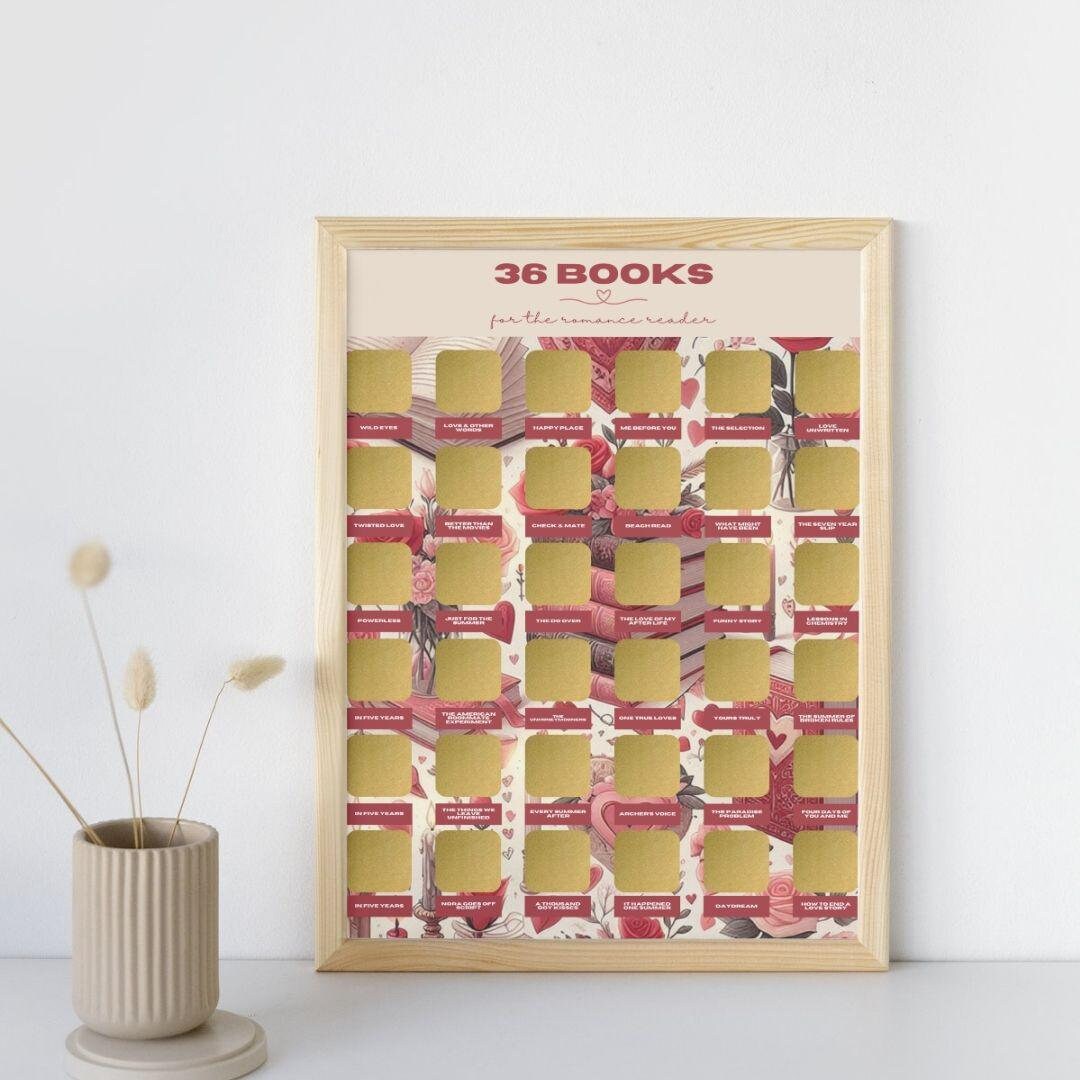 36 Romance Book Scratch-off Poster, 8.5x11 TBR Poster, Romantic Reads ...