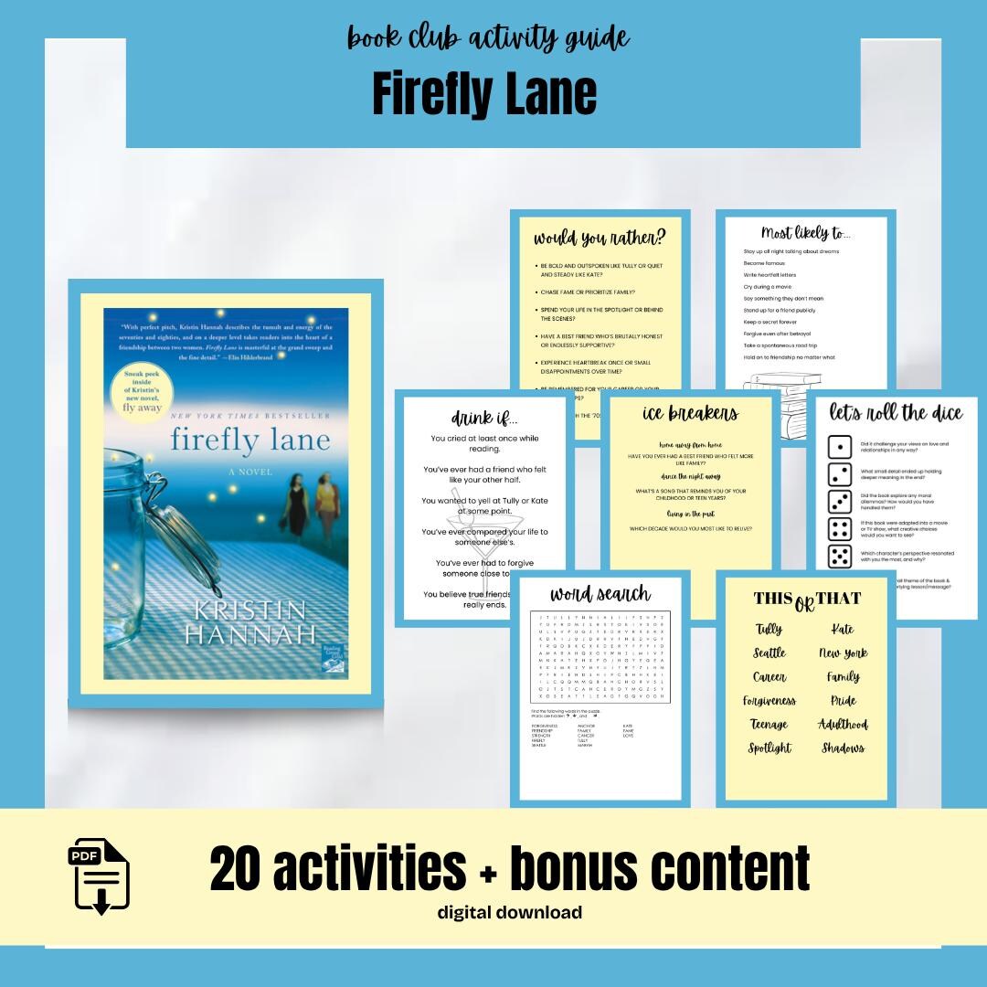 Firefly Lane Kristin Hannah Book Club Guide Discussion Questions ...