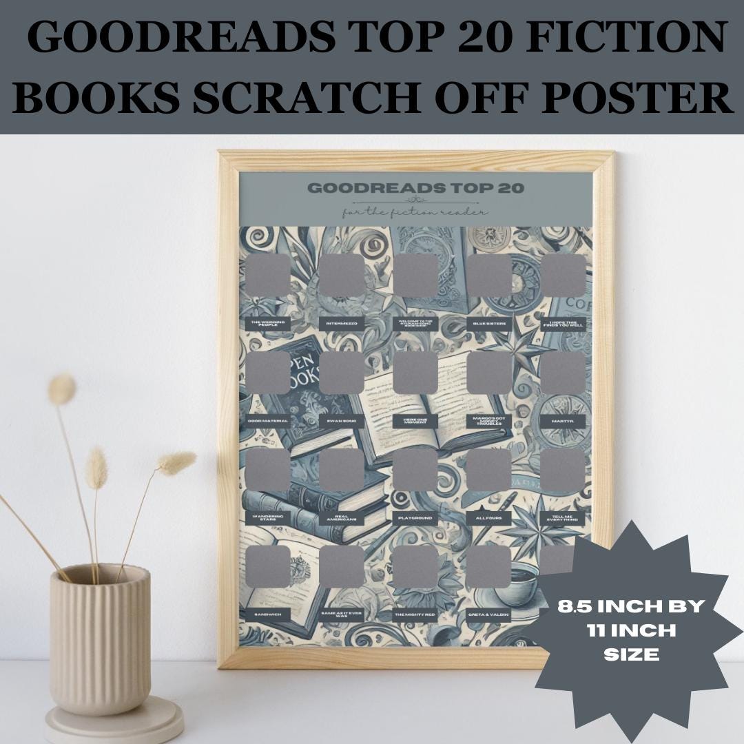 Scratchoff Poster for Top 20 Goodreads Fiction Book, 8.5 in by 11 in ...