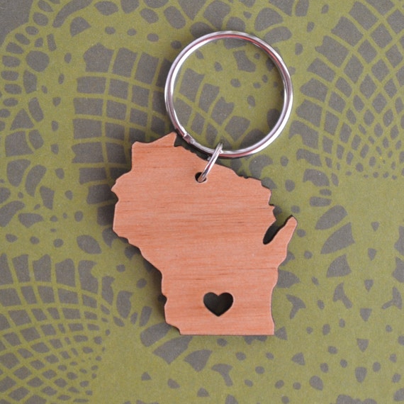 Madison Wisconsin Love Wood Key Chain Great Gift Idea - Etsy