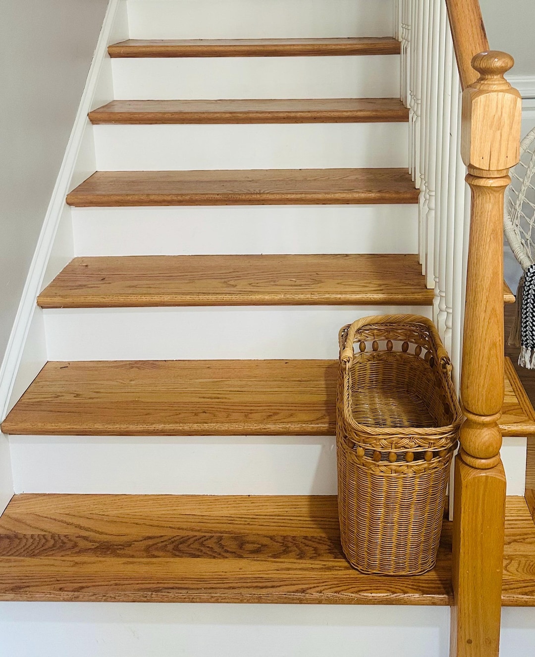 Vintage Stair Basket - Stairs Basket With Handle - Step Basket - Basket ...