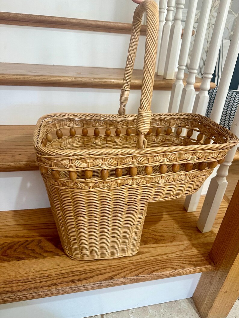 Vintage Stair Basket - Stairs Basket With Handle - Step Basket - Basket ...