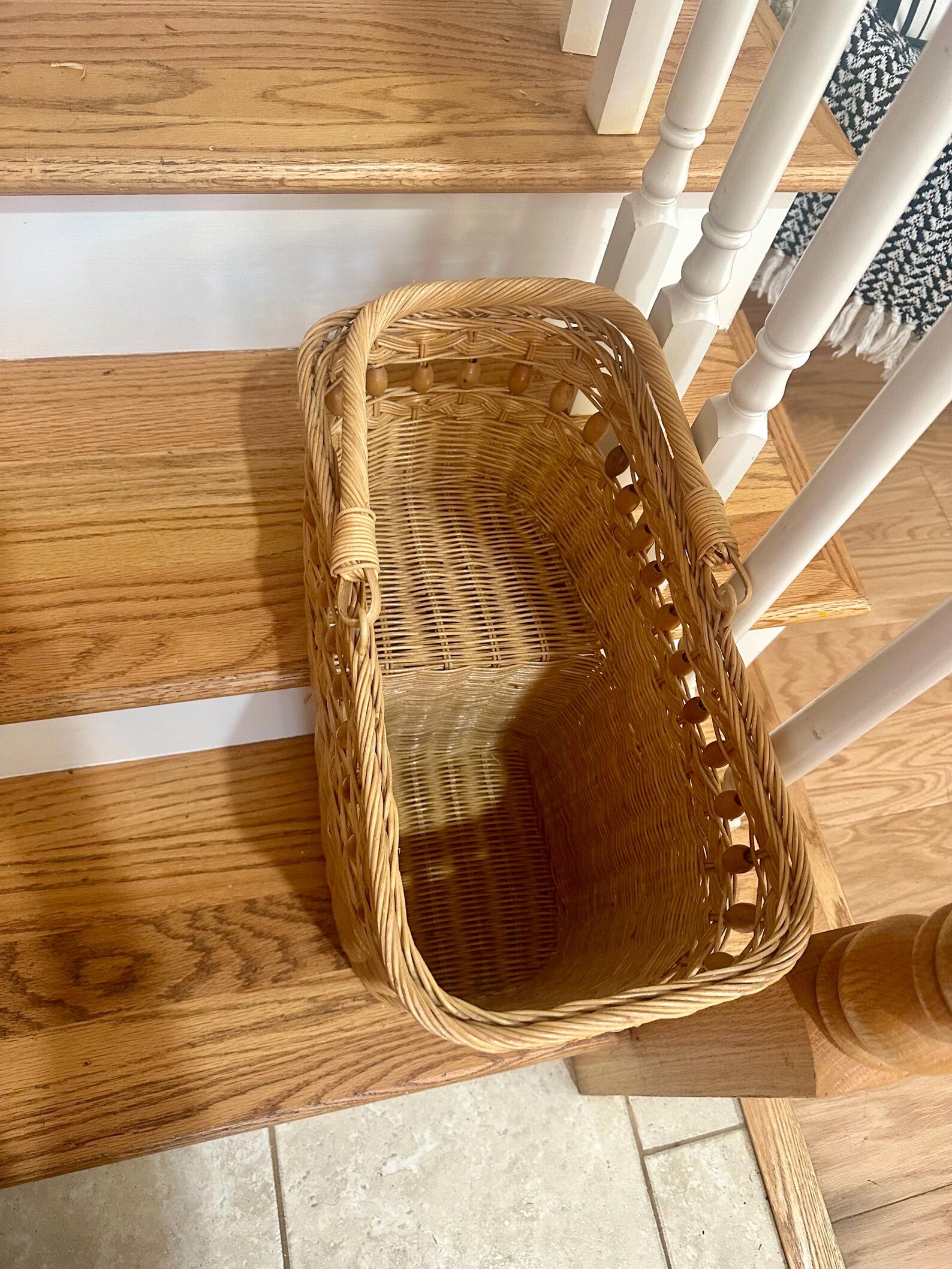 Vintage Stair Basket - Stairs Basket With Handle - Step Basket - Basket ...
