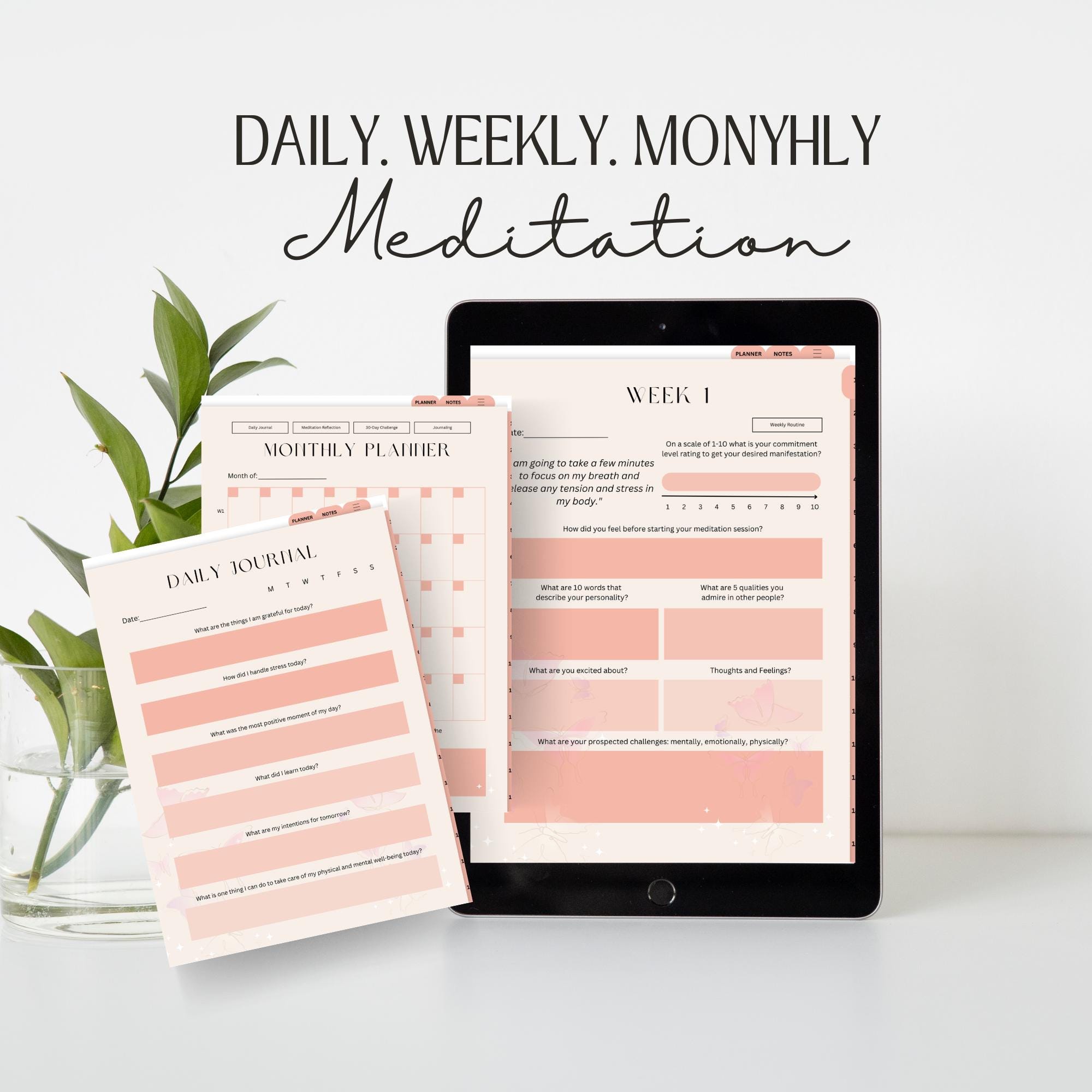 Digital Meditation Journal, Mindfulness & Self-reflection, Daily ...