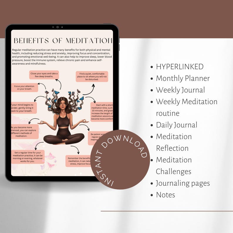 Digital Meditation Journal, Mindfulness & Self-reflection, Daily ...
