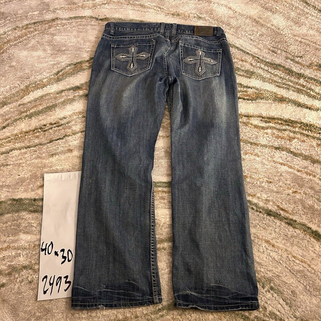 Y2K Flypaper Denim Jeans Cross Back Pockets Size 40x30 Baggy - Etsy