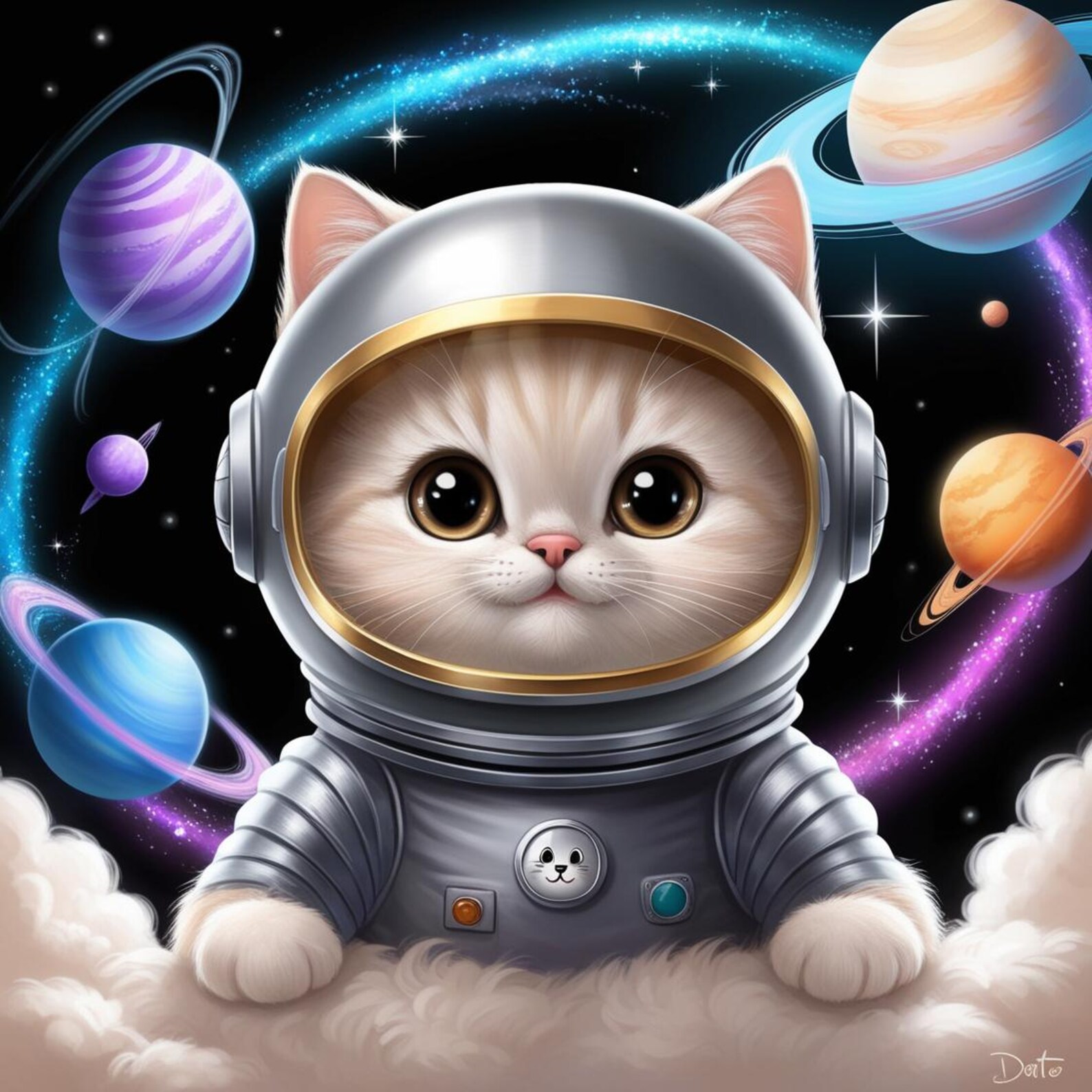 Cute Cat in Space Designs - Etsy