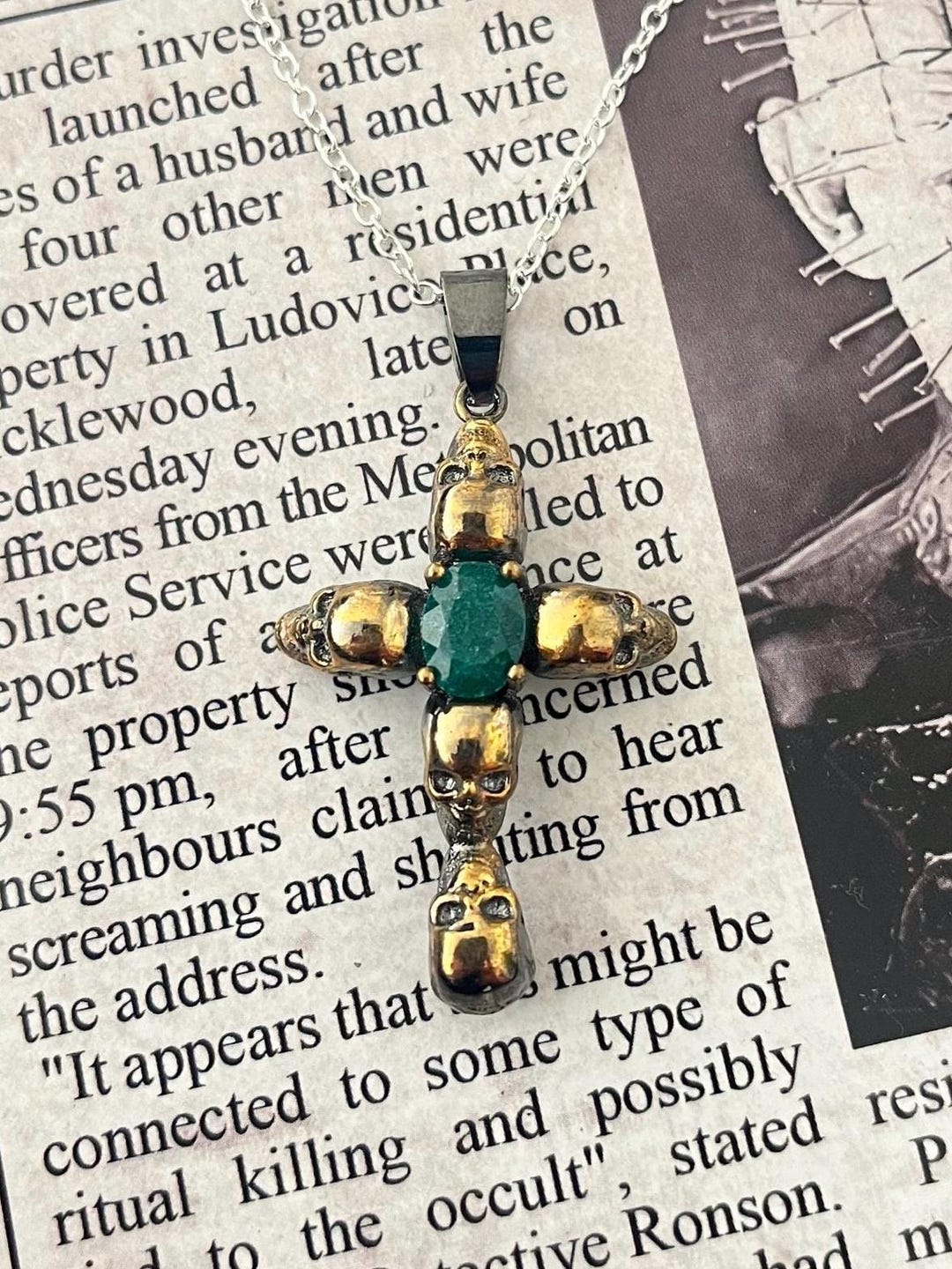 Skull Cross Pendant Necklace, Vampire, Witch Perfume, Ashes, Gothic ...