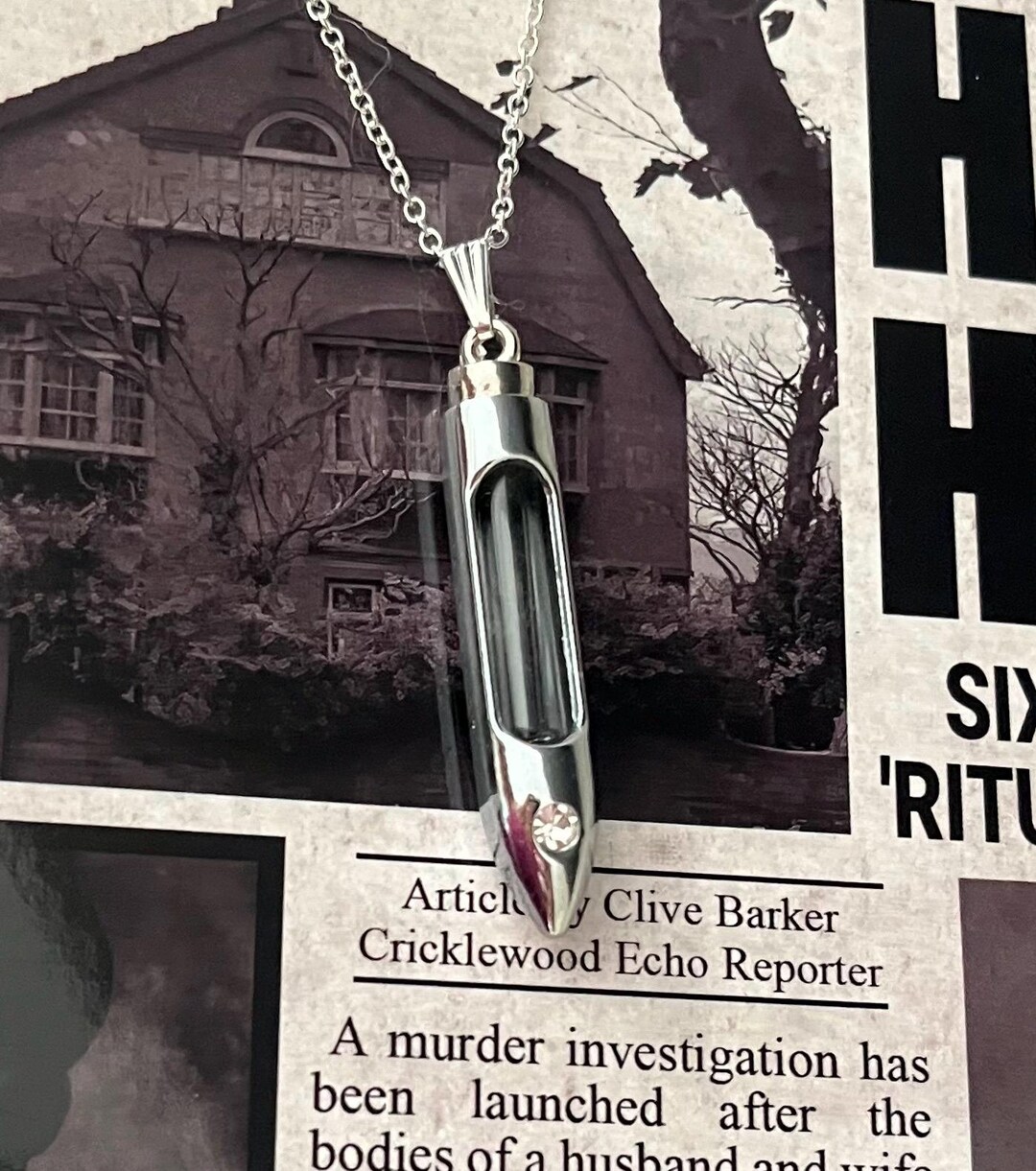 Bullet Vial Pendant Necklace, Fillable Locket, Urn, Perfume, Ashes ...