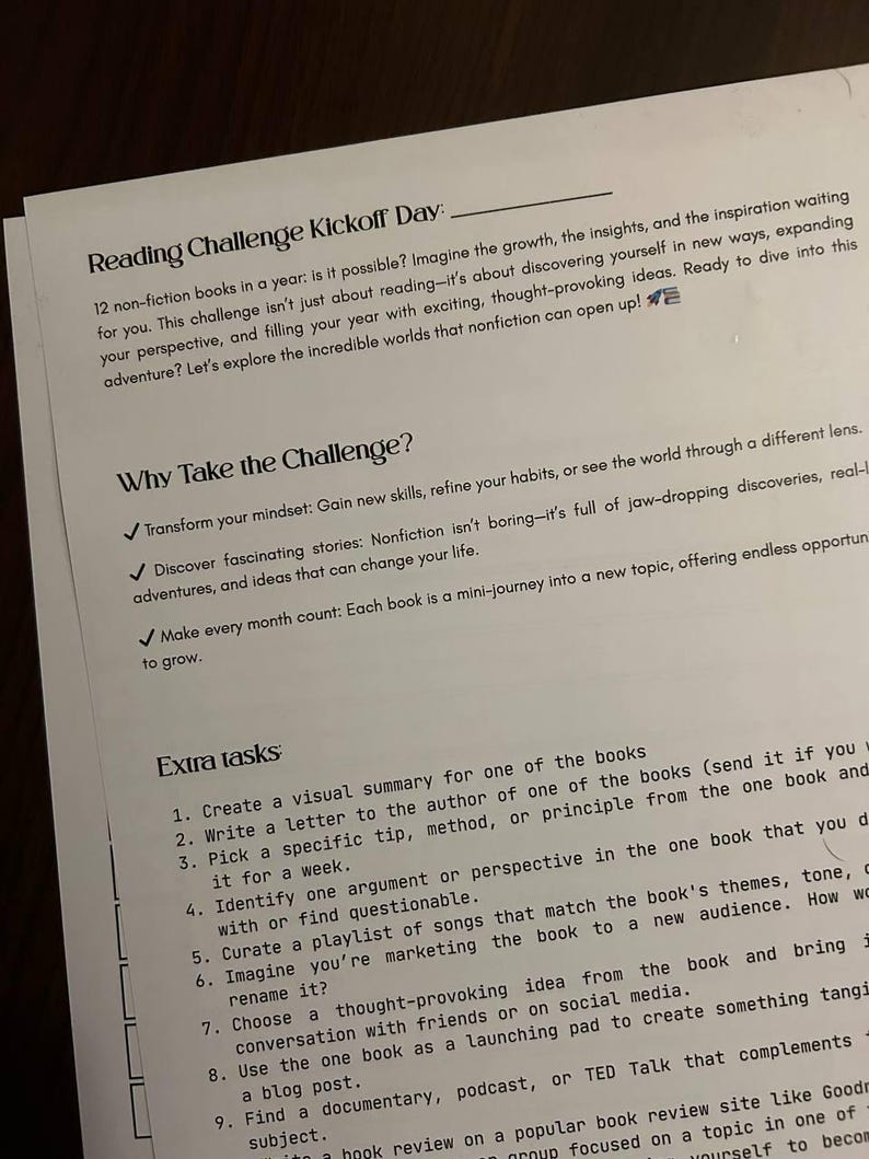 12 Nonfiction Books Reading Challenge + A Handy Printable Template for ...