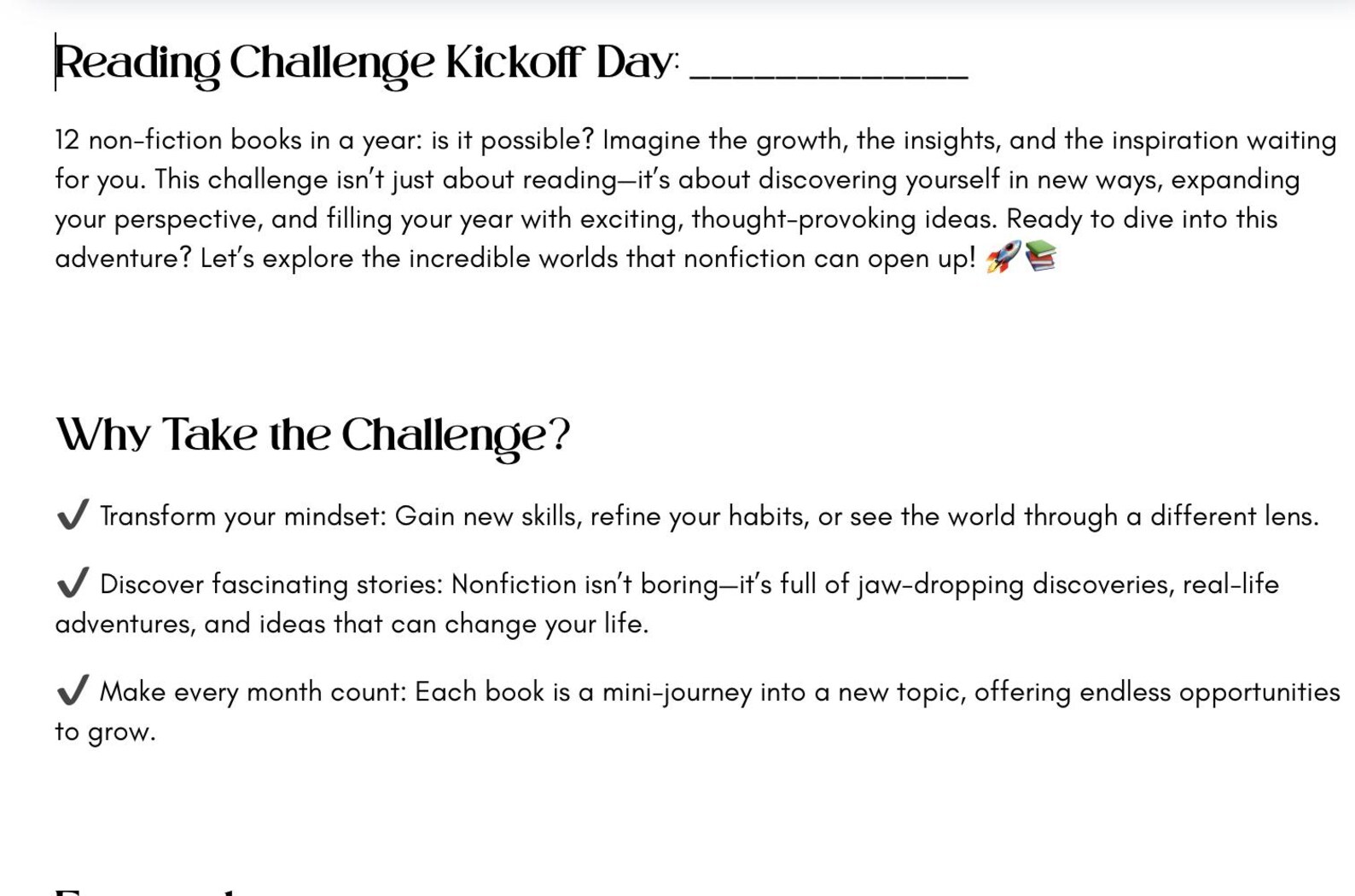 12 Nonfiction Books Reading Challenge + A Handy Printable Template for ...
