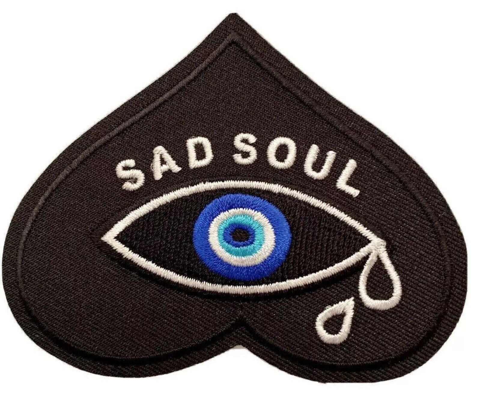 Sad Soul Evil Eye Embroidered Iron-on Patch 3.5" | Black Heart Punk ...