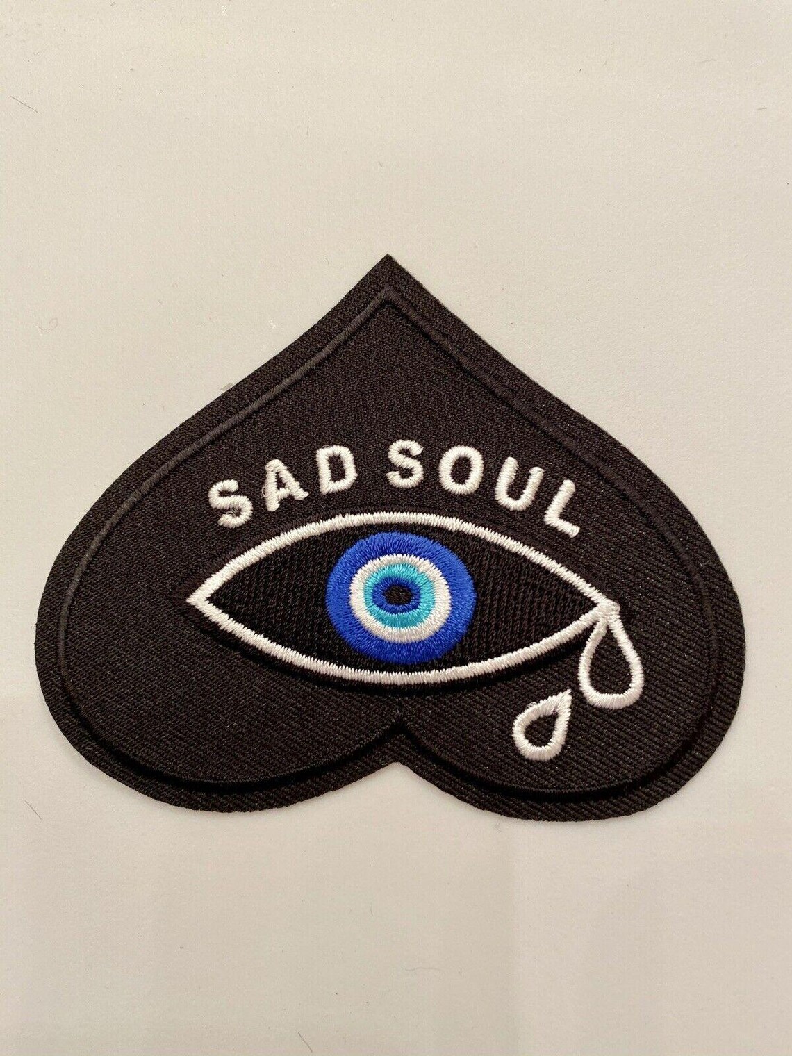 Sad Soul Evil Eye Embroidered Iron-on Patch 3.5" | Black Heart Punk ...