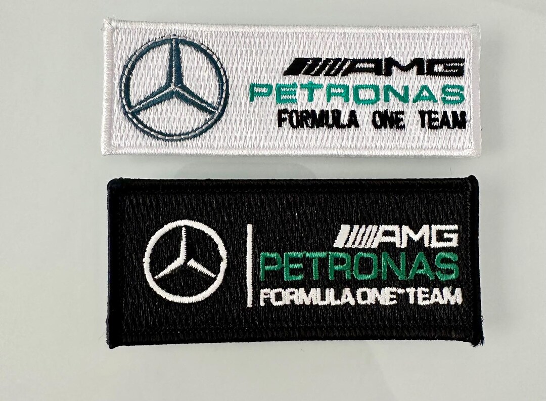 2 Pack Black and White Original Merc Petronas Car Racing Patch 3" L X 1 ...