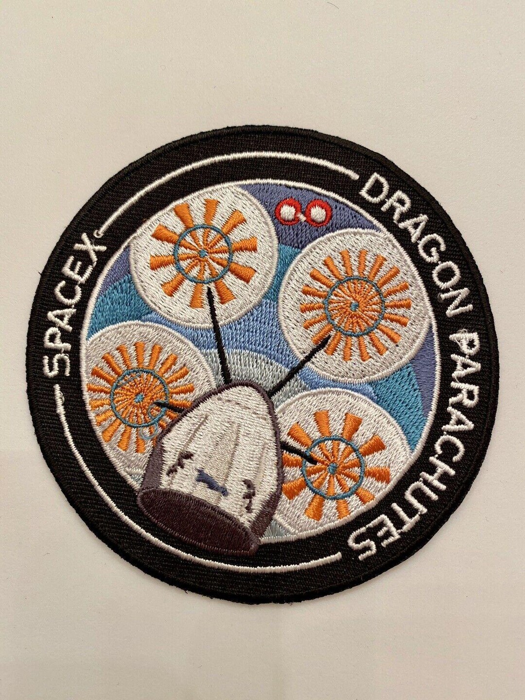 Spacex NASA Patch Dragon Parachutes Splashdown 4" Iron on Limited ...
