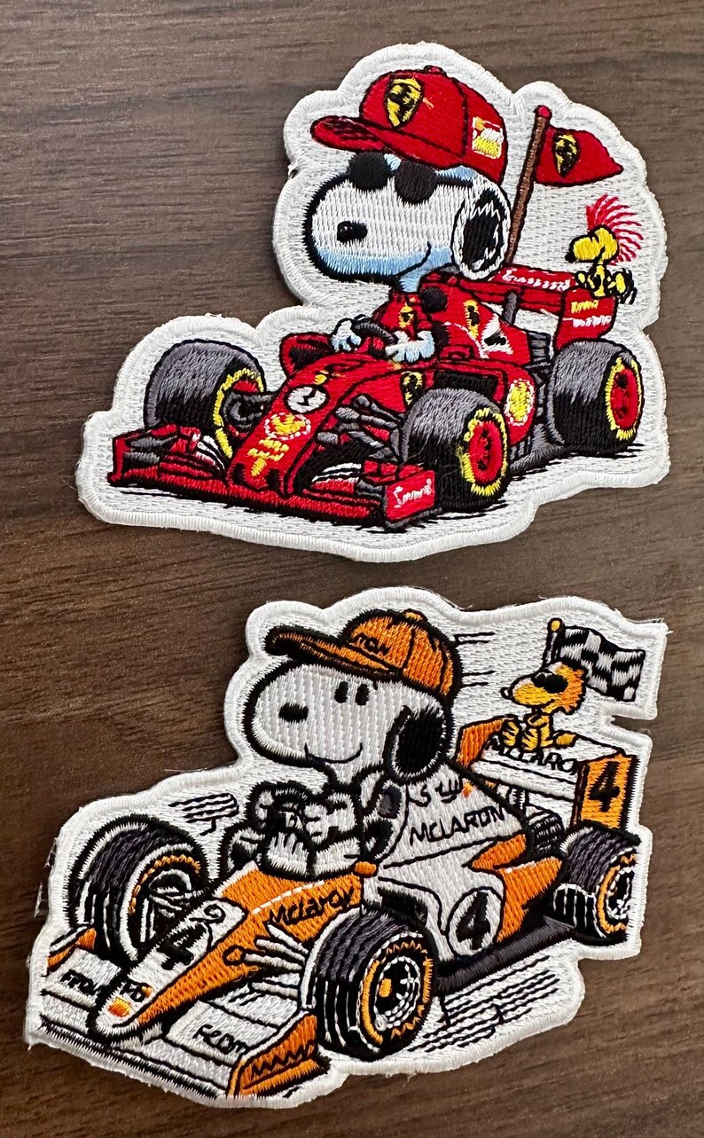 2 Pack Racing Car Cartoon Dog Embroidered Iron on Patch 3.5 Inch ...