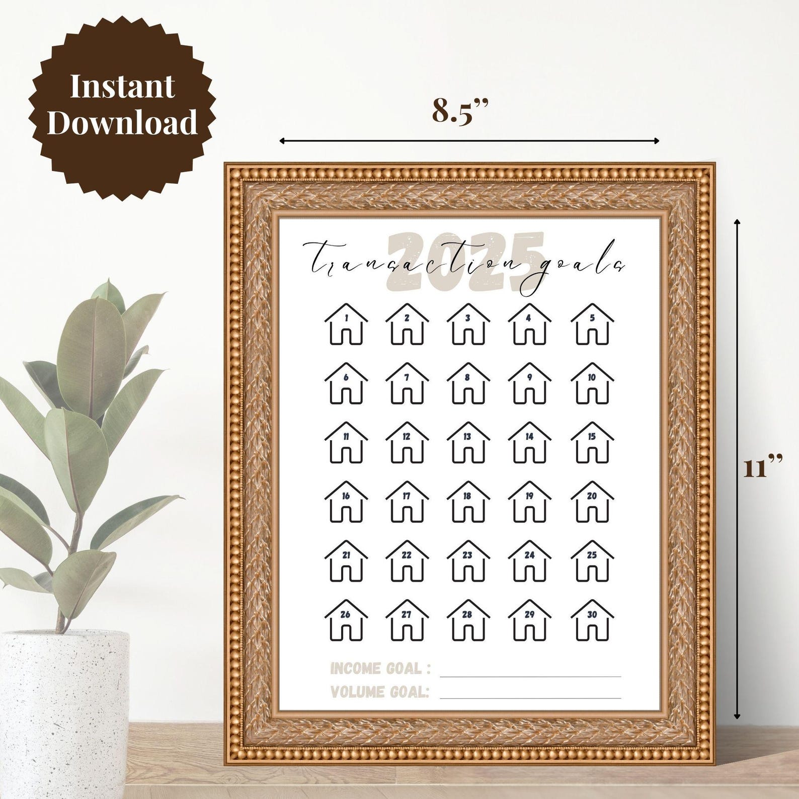 2025 Real Estate Goal Chart, Goal Tracker, Real Estate House Goal Chart ...