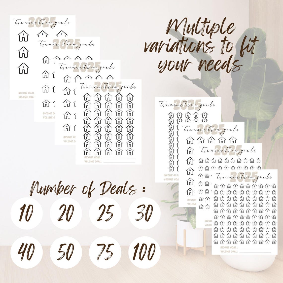 2025 Real Estate Goal Chart, Goal Tracker, Real Estate House Goal Chart ...