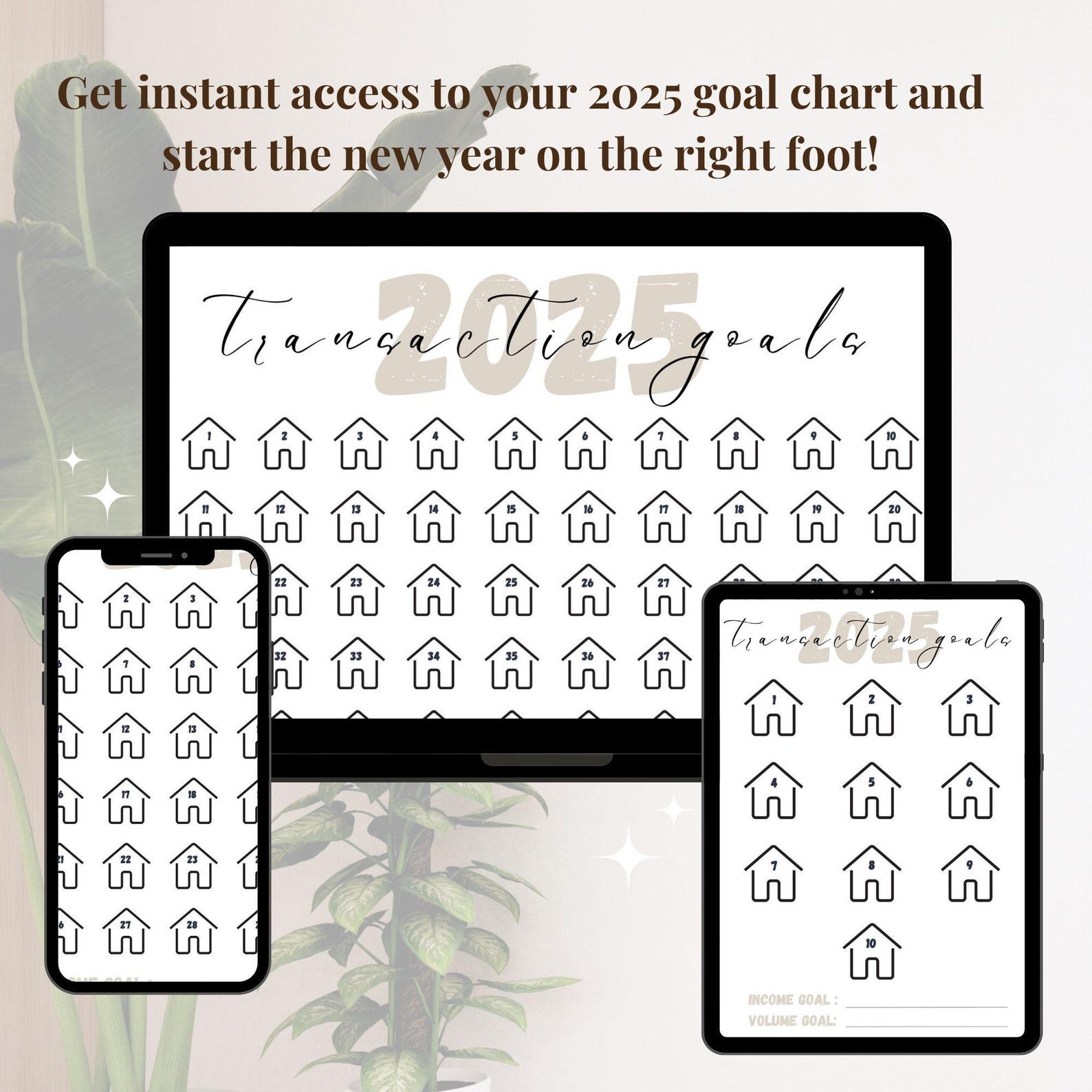 2025 Real Estate Goal Chart, Goal Tracker, Real Estate House Goal Chart ...