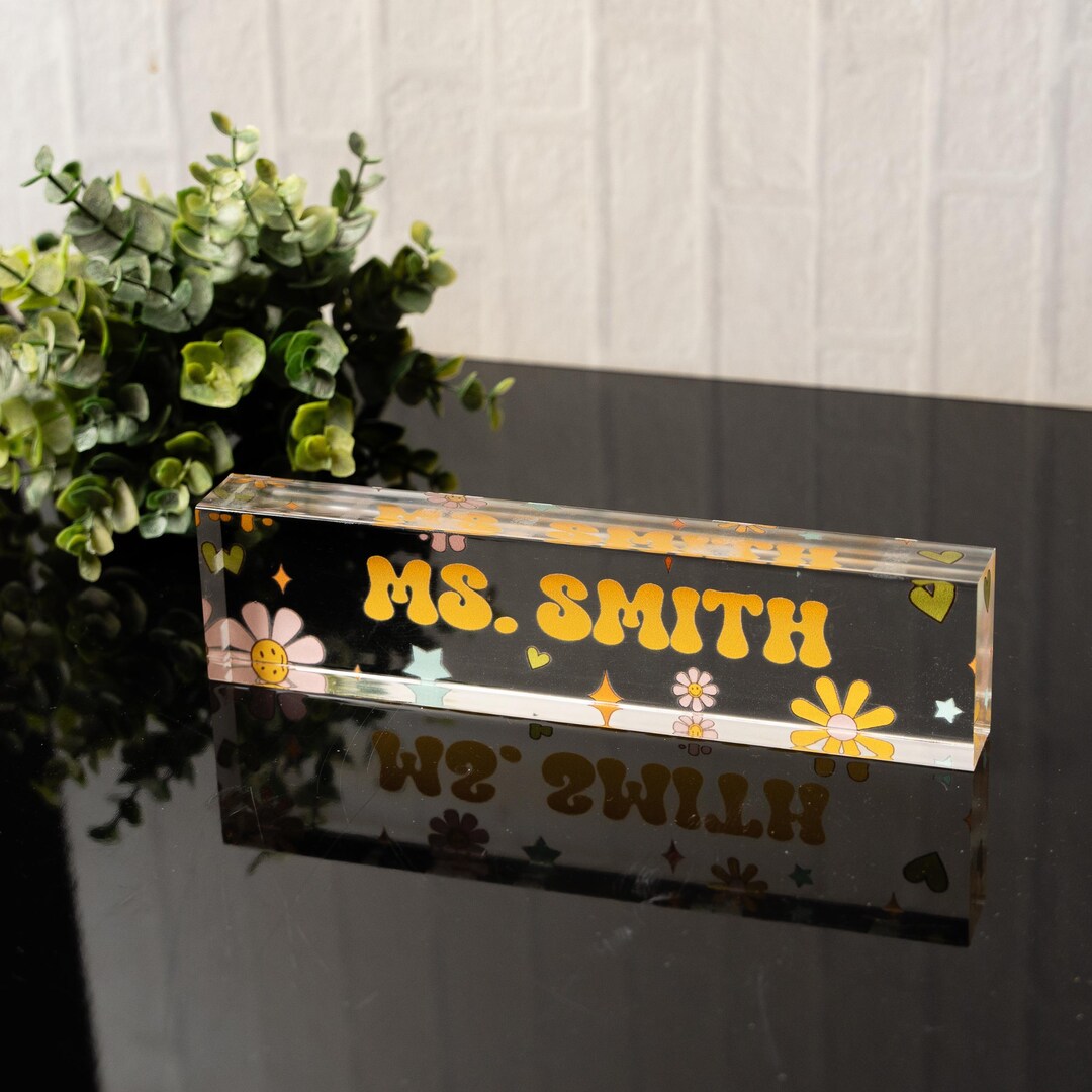 Fun Teacher Gift, Desk Decor for Cubicle, Vibrant and Trendy Name Sign ...