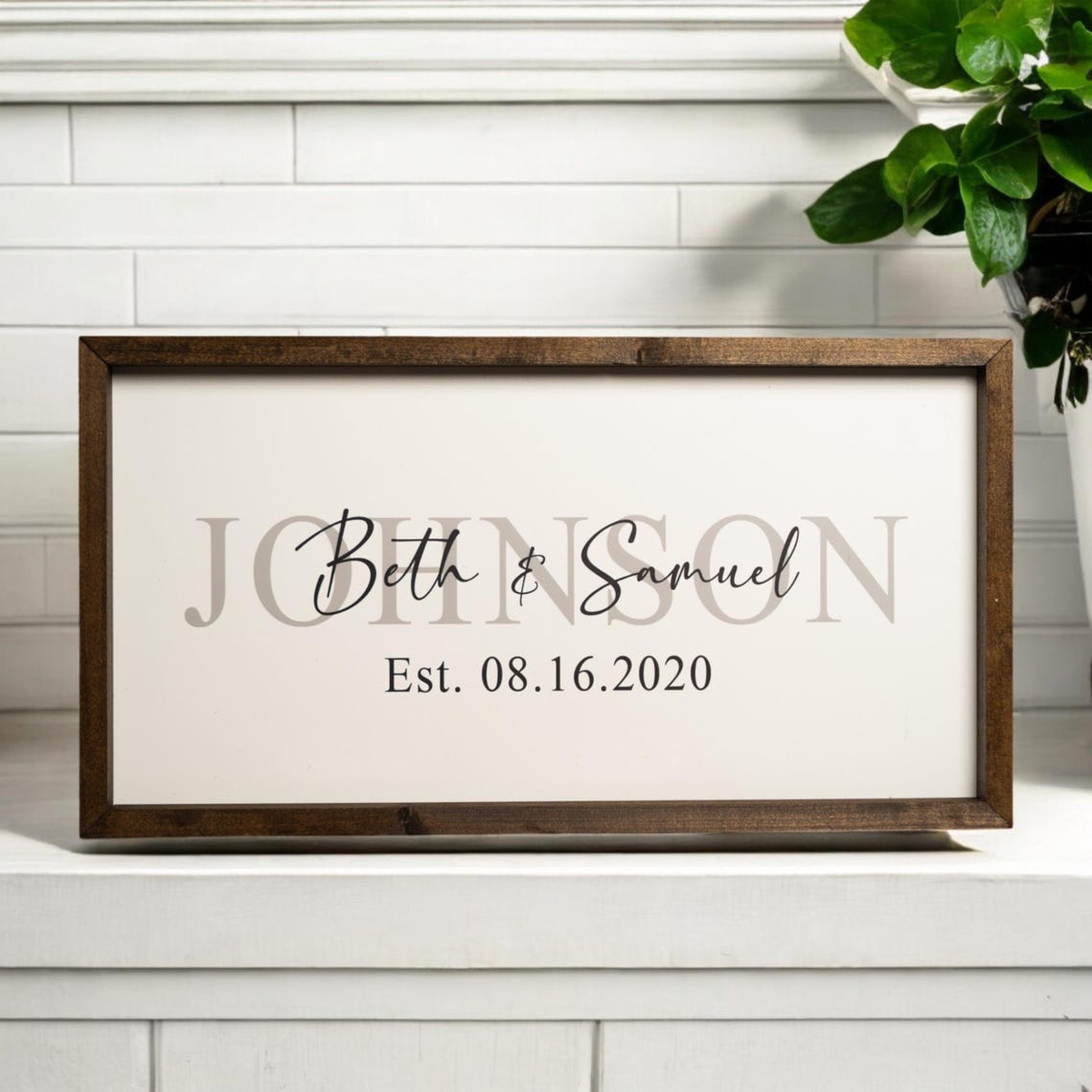 Custom Last Name Sign With Names and Established Date, Wedding Date ...