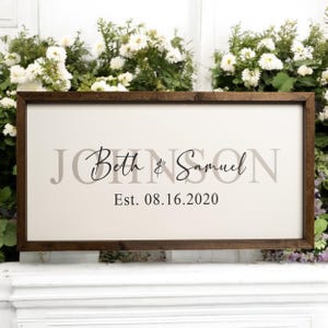 Custom Last Name Sign With Names and Established Date, Wedding Date ...
