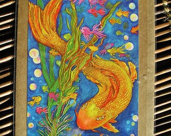 3D Goldfish Card Blank Art Card | Etsy