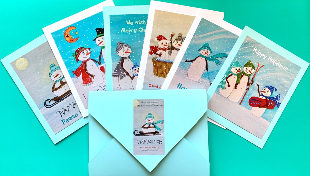 Christmas Cards, Snowman Holiday Cards Set of 6, , Holiday Cards Pack ...