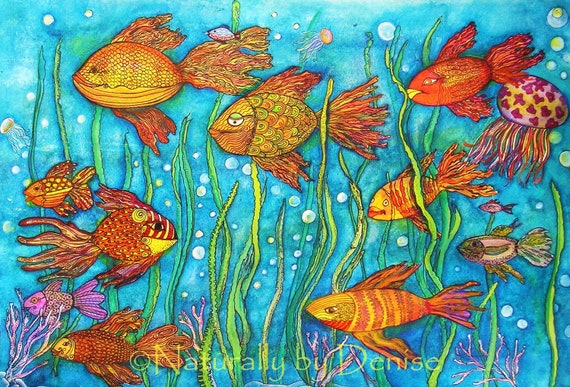 Something Fishy 3 D Watercolor 12 X 17 Art Print | Etsy