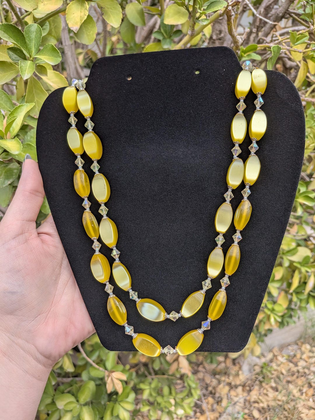 Vintage Yellow Beaded Layered Necklace - Etsy