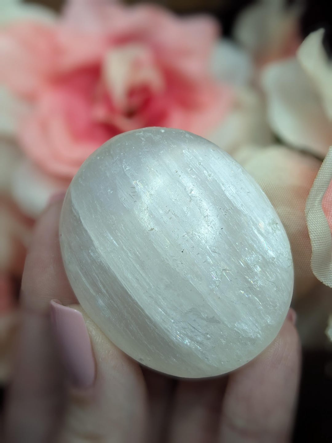 Selenite (satin Spar) Palmstone *chipped* - Etsy