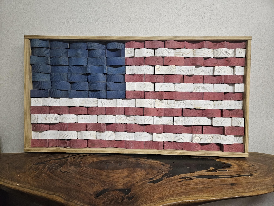 American Flag 2x4 Wood Waves. Individual Wave Cutouts. Sturdy 29x20.5in ...