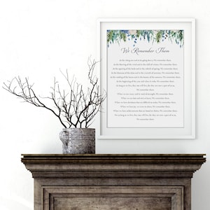We Remember Them Tribute Print - Loss of Loved Ones Sympathy Gift - Etsy