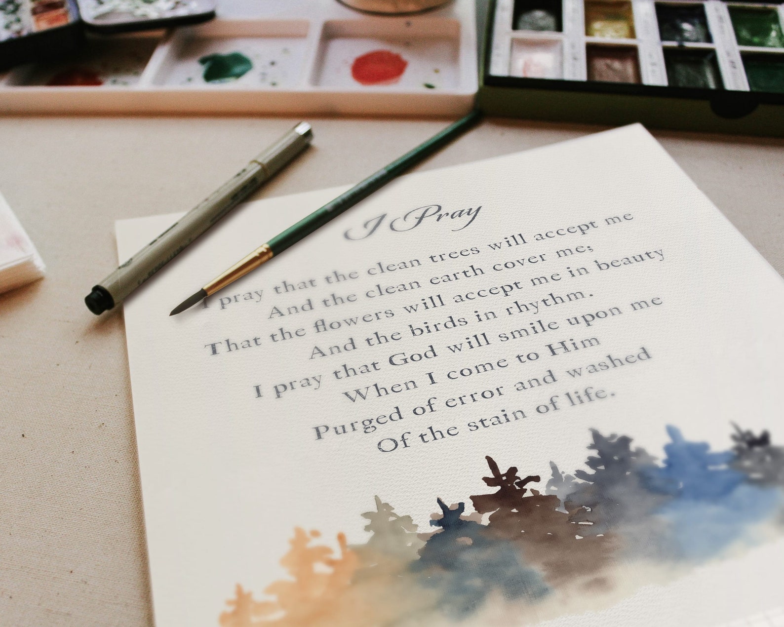 I Pray A Prayer of Faith and Acceptance Watercolor Nature | Etsy