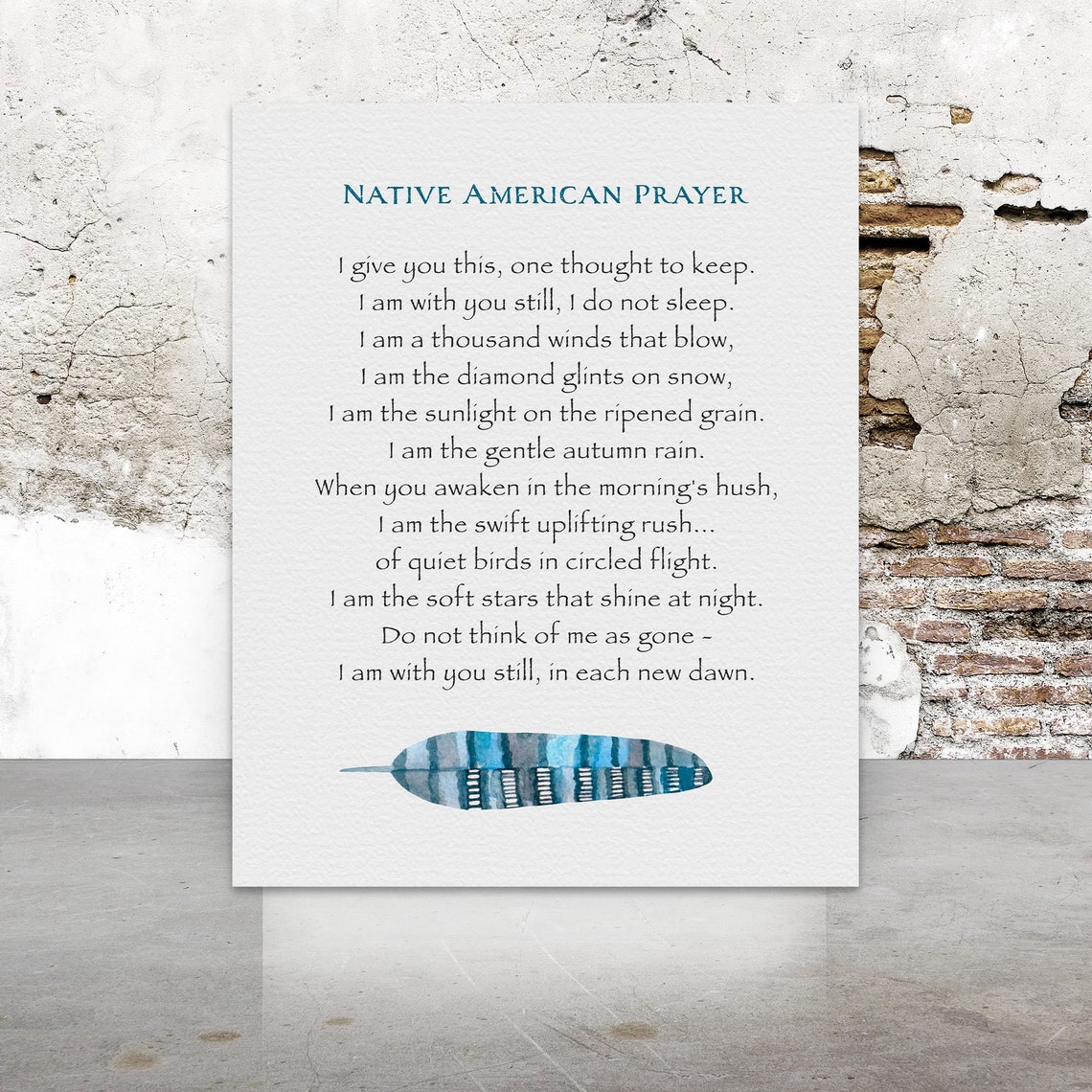 Native American Prayer Art Blue Feather Watercolor Fine Art - Etsy