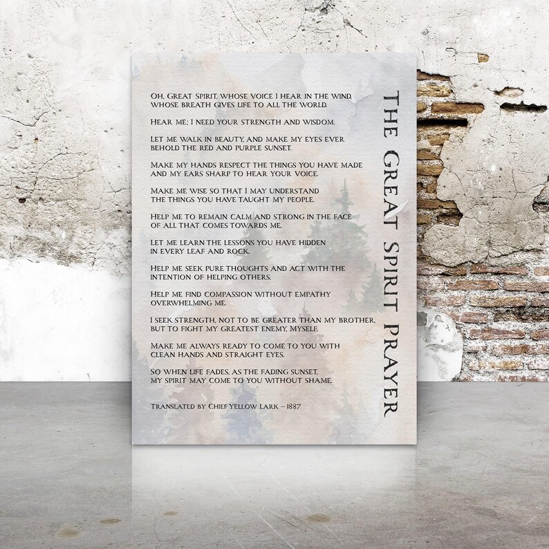 Native American Prayer Art Print – Chief Yellow Lark Translation - Etsy